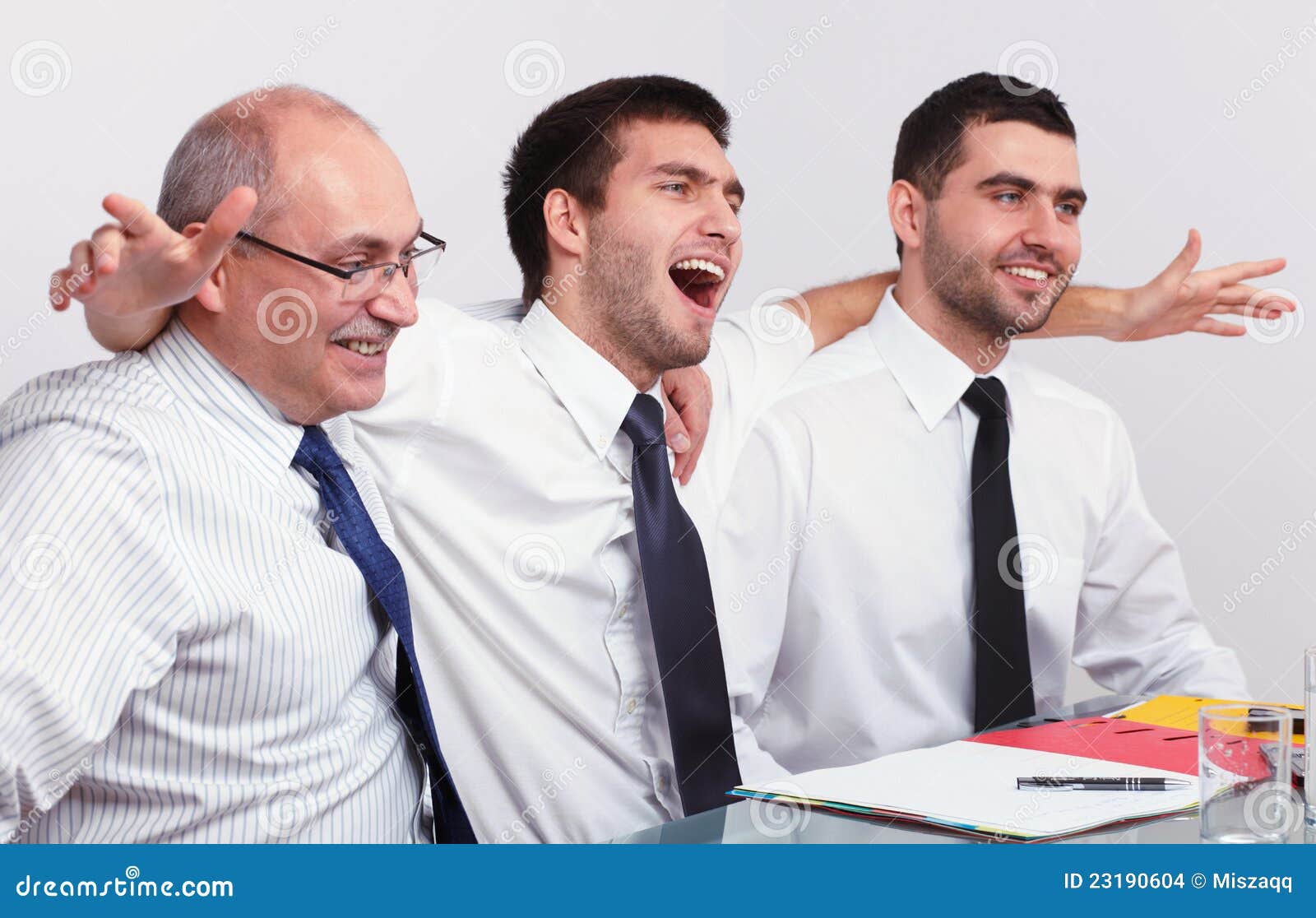 Three Very Happy Businessman during Meeting Stock Photo - Image of ...