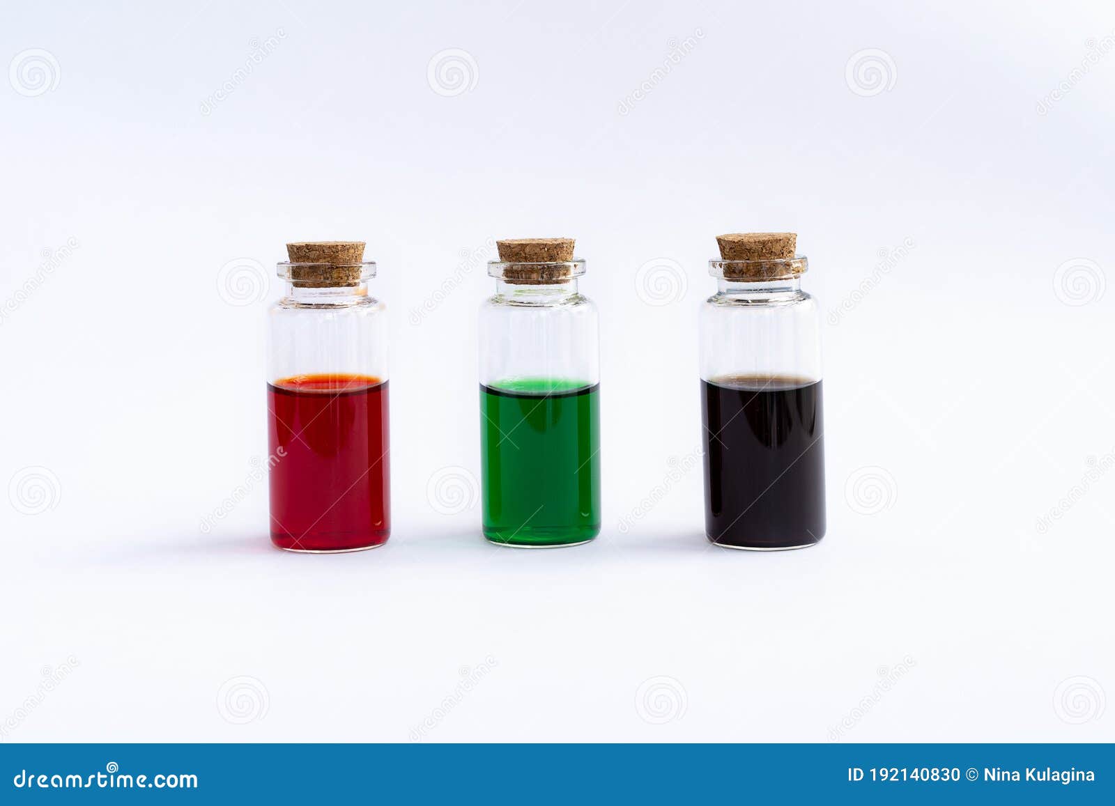 Three Vials with Colored Contents. Stock Photo - Image of chemistry ...