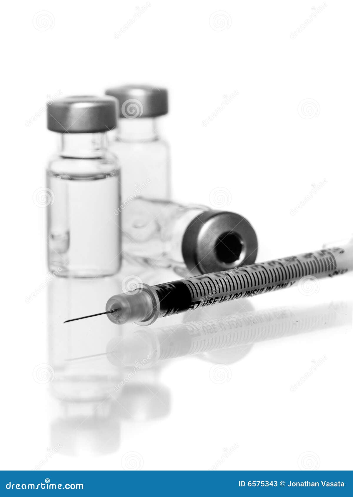 Three Vials with Hypodermic Needle Stock Image - Image of blood ...