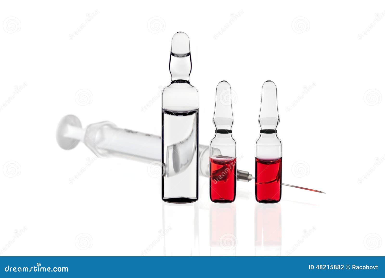 Three Vials for Injection and a Syringe Stock Photo - Image of glass ...