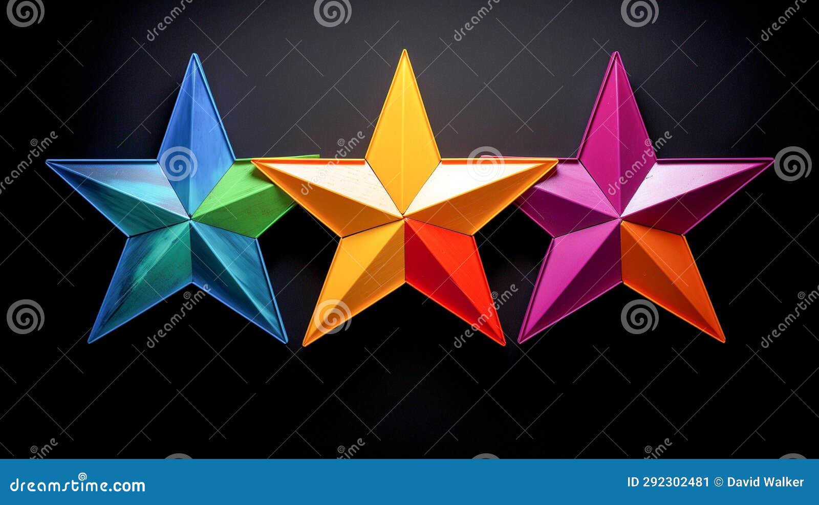 Three Vibrant Colorful Stars Stock Image - Image of service, website ...