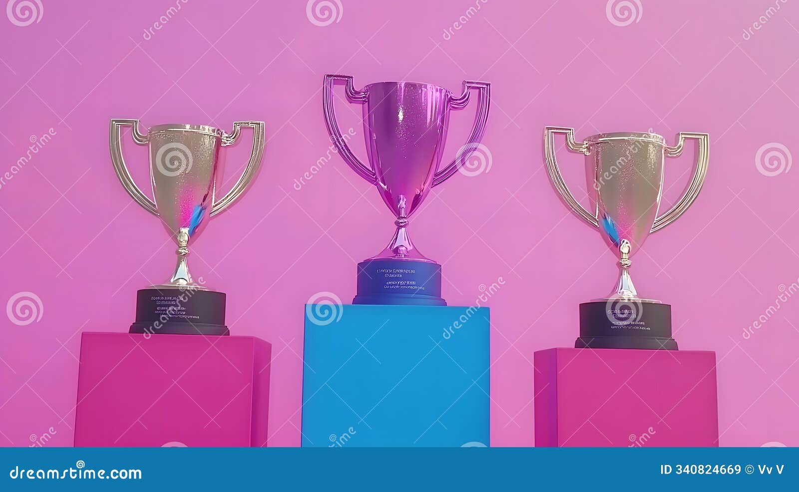 Three Vibrant Trophies Showcasing Achievement Stock Image - Image of ...