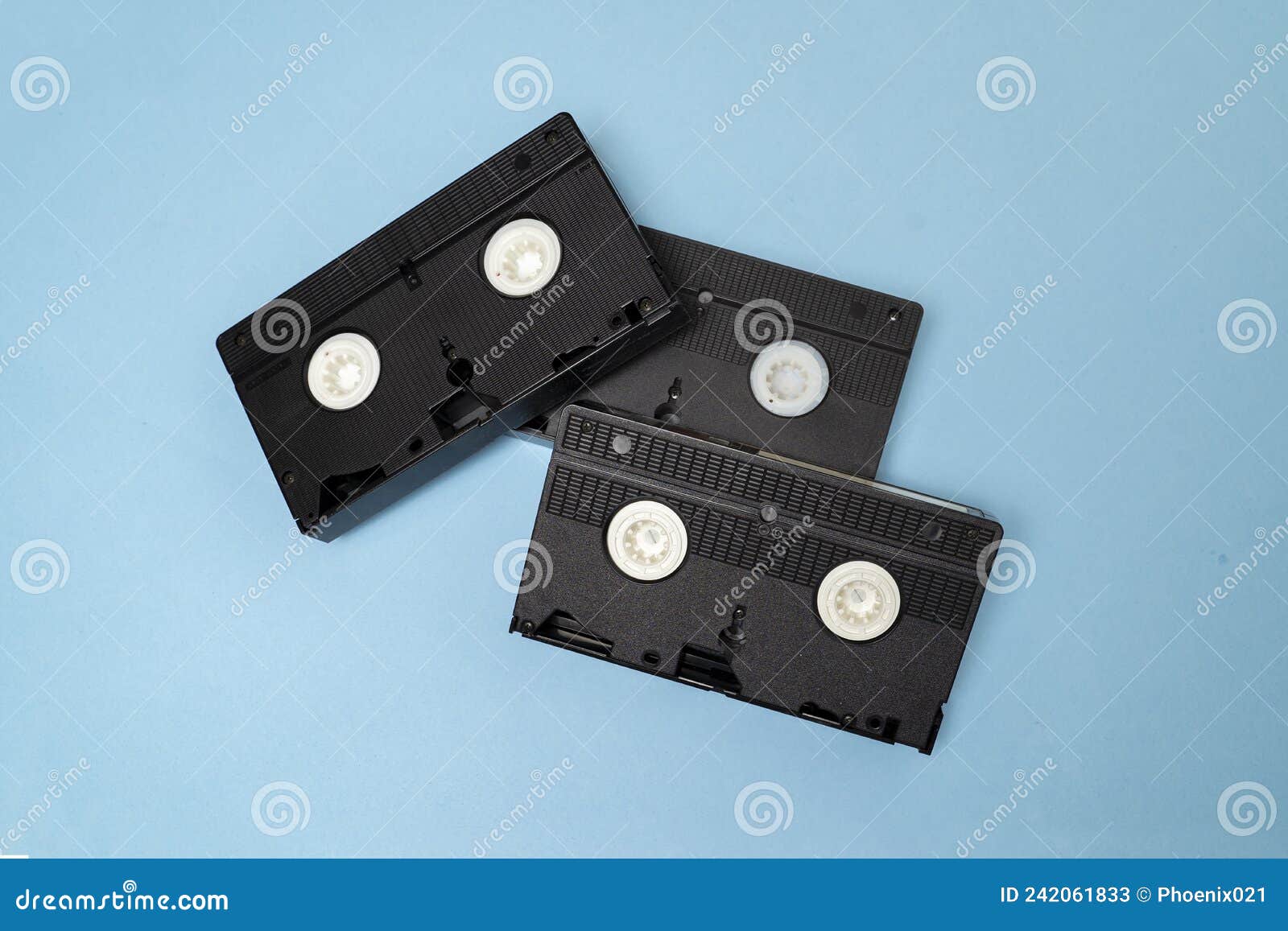 Three Video Tapes on Blue Background ; VHS Tapes Stock Image - Image of ...