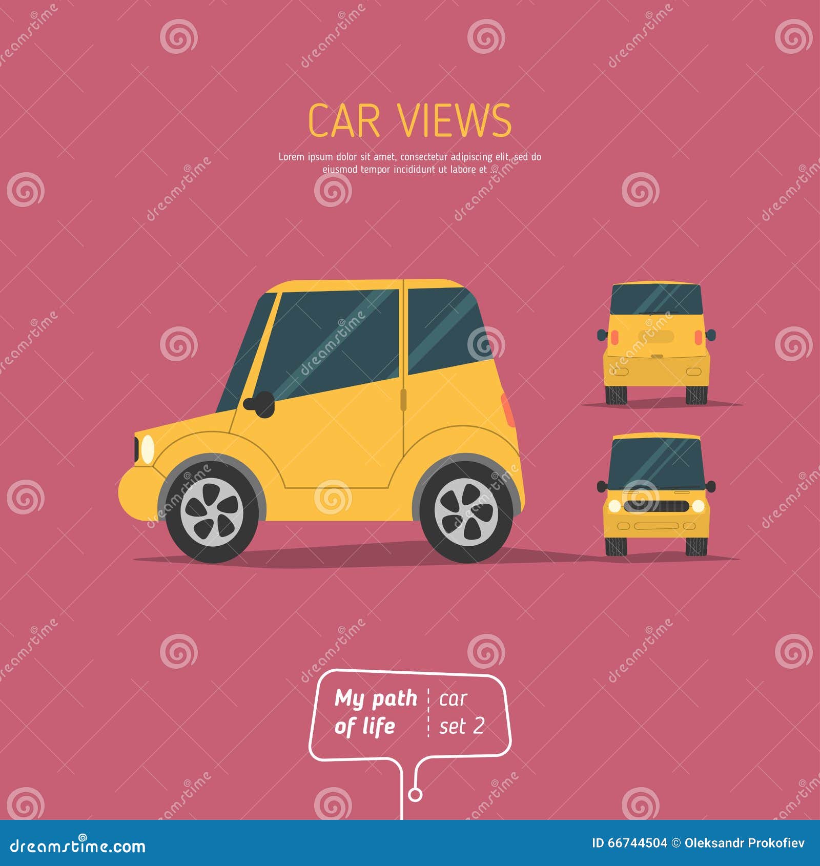 Three views of the car stock vector. Illustration of speed - 66744504