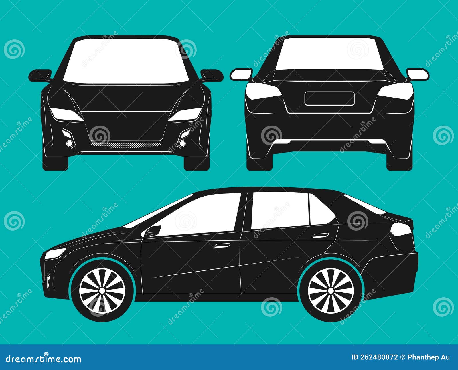 Three Views of a Car Symbol, Vector Stock Vector - Illustration of sign ...
