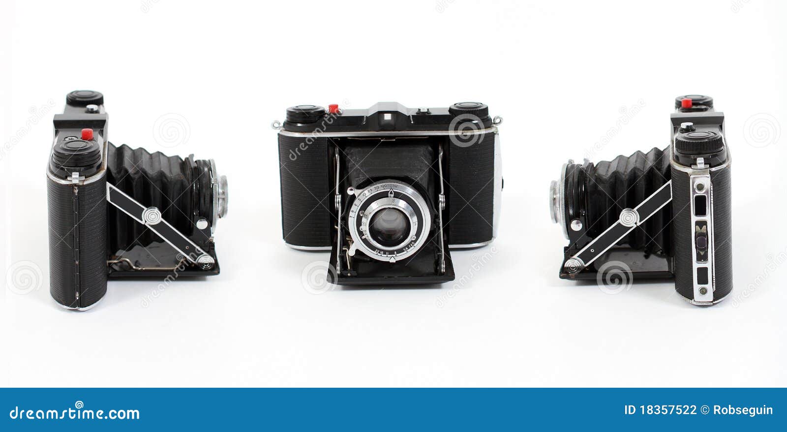 Three Views of Vintage Film Camera Stock Photo - Image of close, side ...