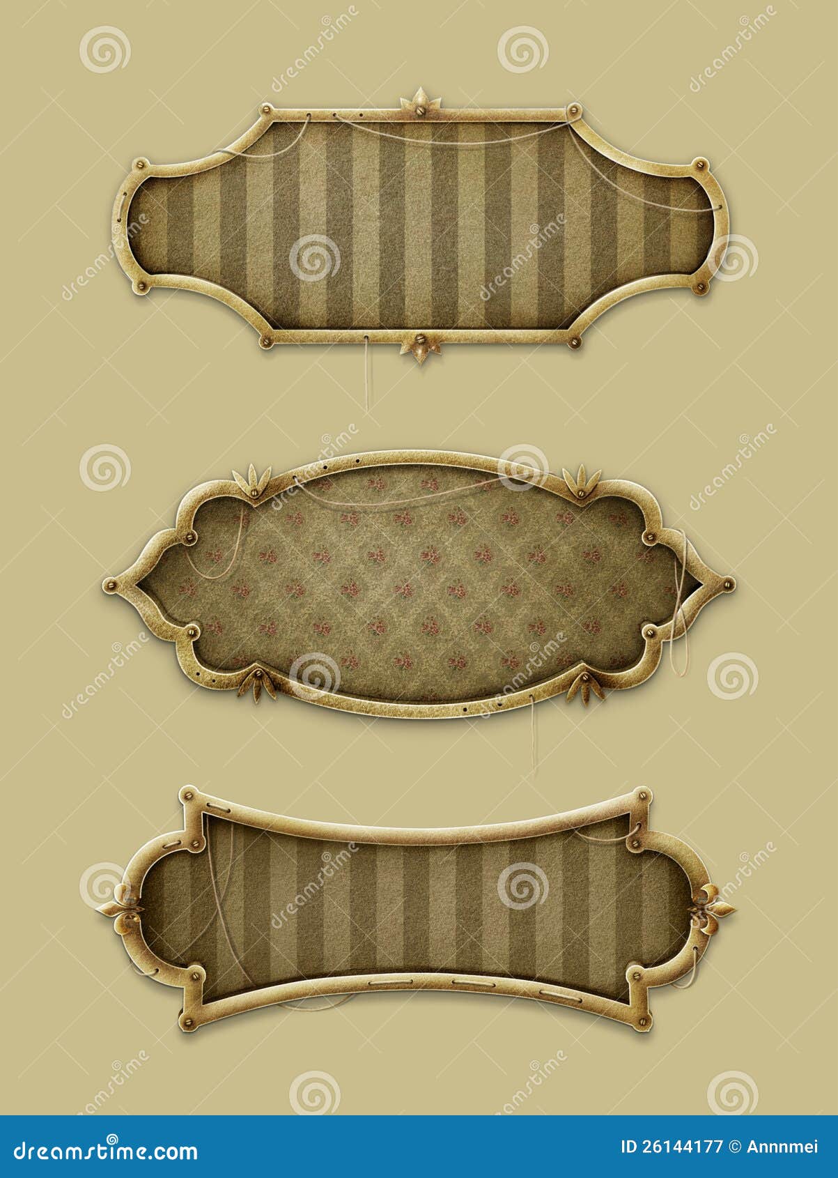 Three vintage frames stock illustration. Illustration of three - 26144177