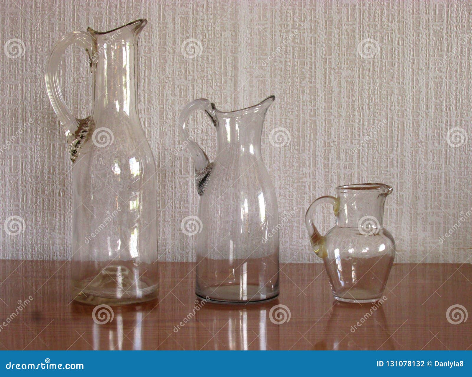 Three Vintage Glass Bottles. Old Objects. Retro Design Interior. Stock ...