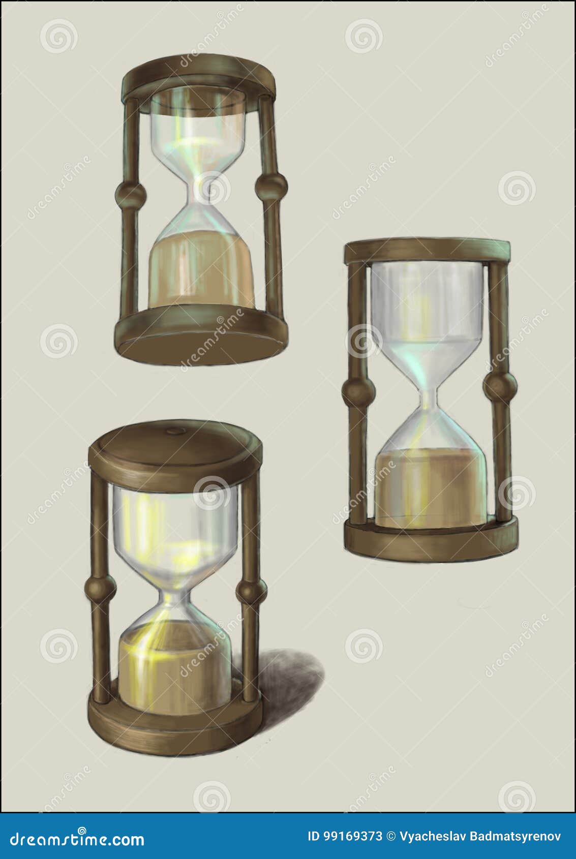 Vintage Hourglasses Set. Collection Of Antique Timers. Ink Sketch ...