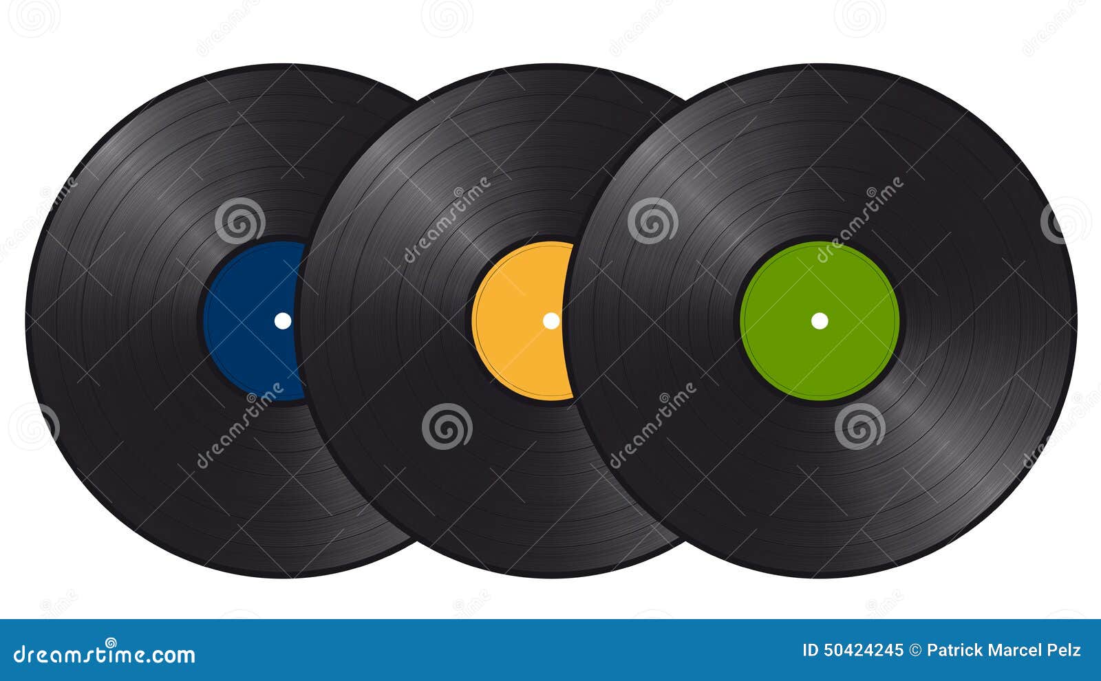 Three vinyl records stock vector. Illustration of fete - 50424245