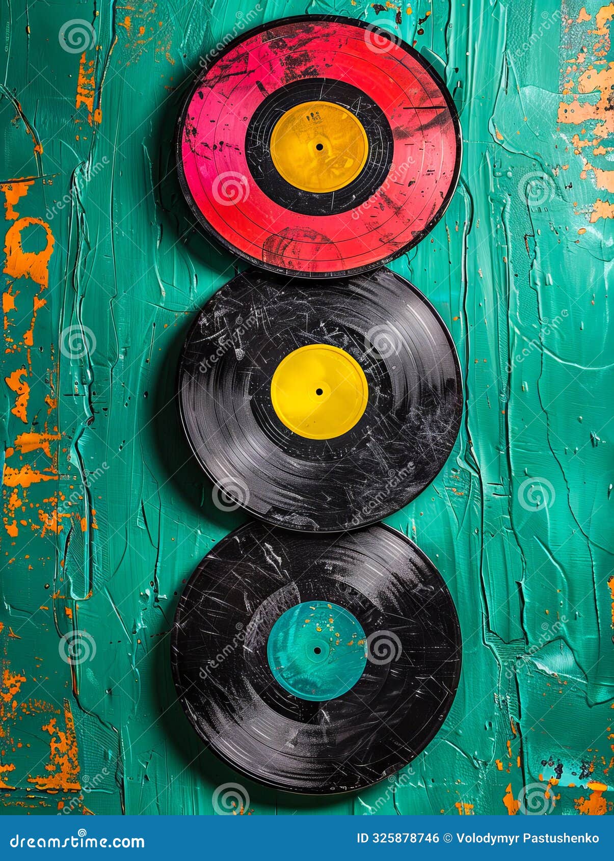 Three Vinyl Records are Stacked on Top of Each Other Stock Photo ...