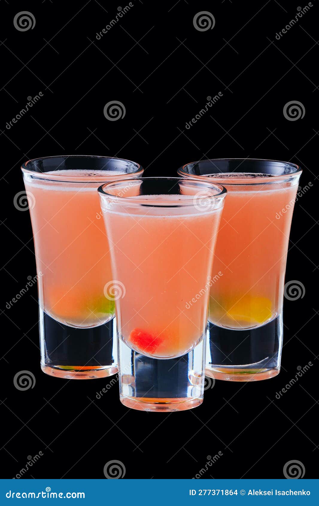 Vodka Shots Lighted With Purple Light Filled With Alcohol On Glass Bar ...