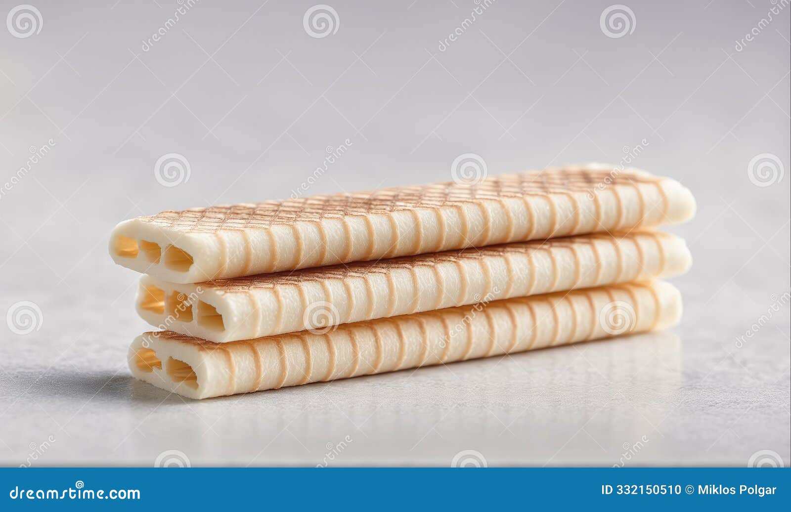 Three Wafer Cookies are Stacked on a White Surface Stock Illustration ...