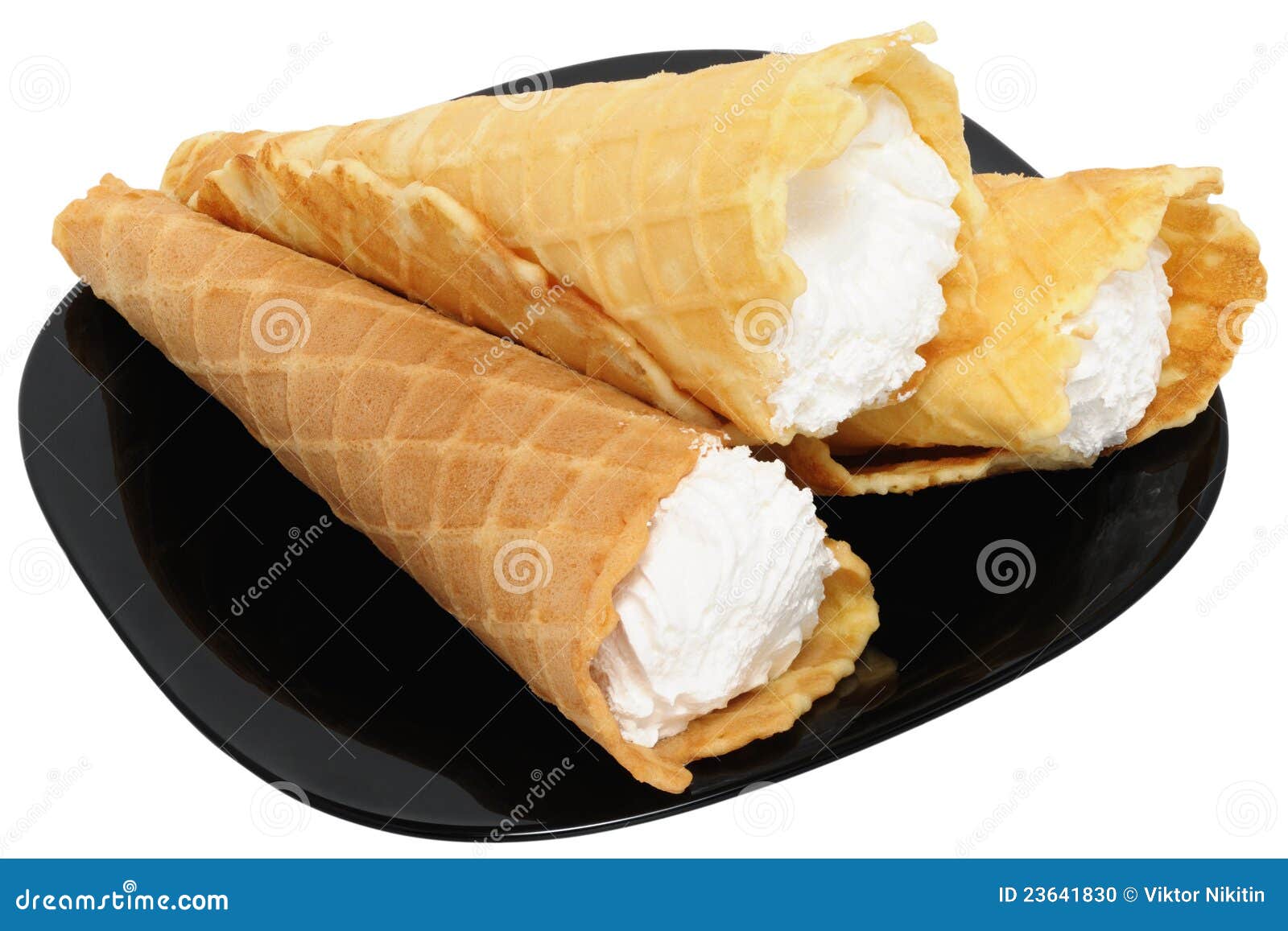 Three waffle cone stock photo. Image of delicious, cone - 23641830