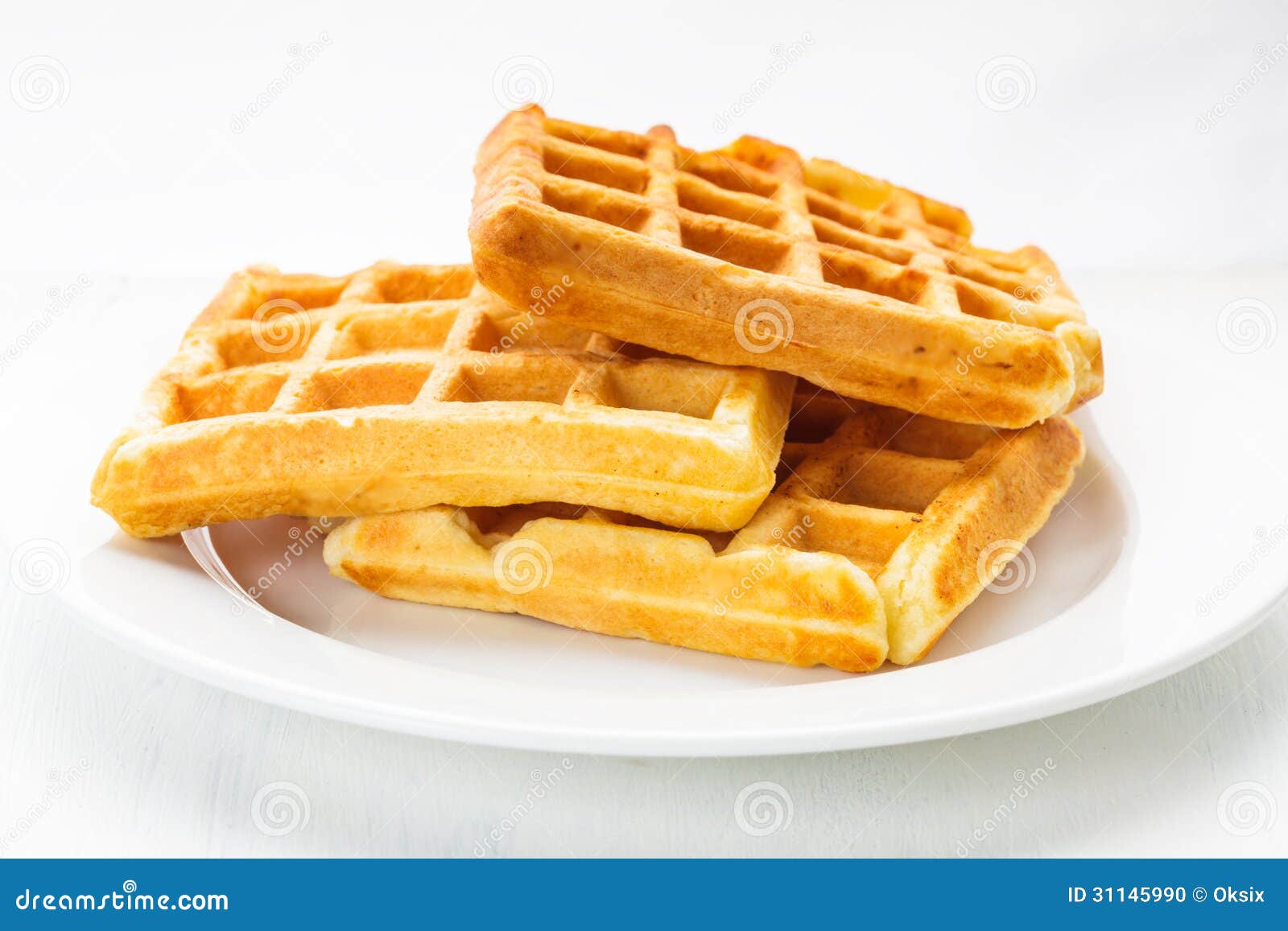 Three waffles isolated stock photo. Image of sweet, baking - 31145990