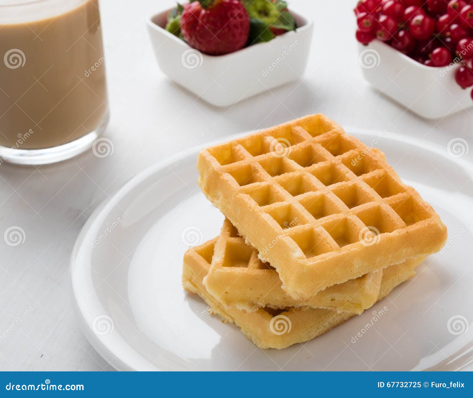 Three waffles on plate stock image. Image of golden, waffle - 67732725