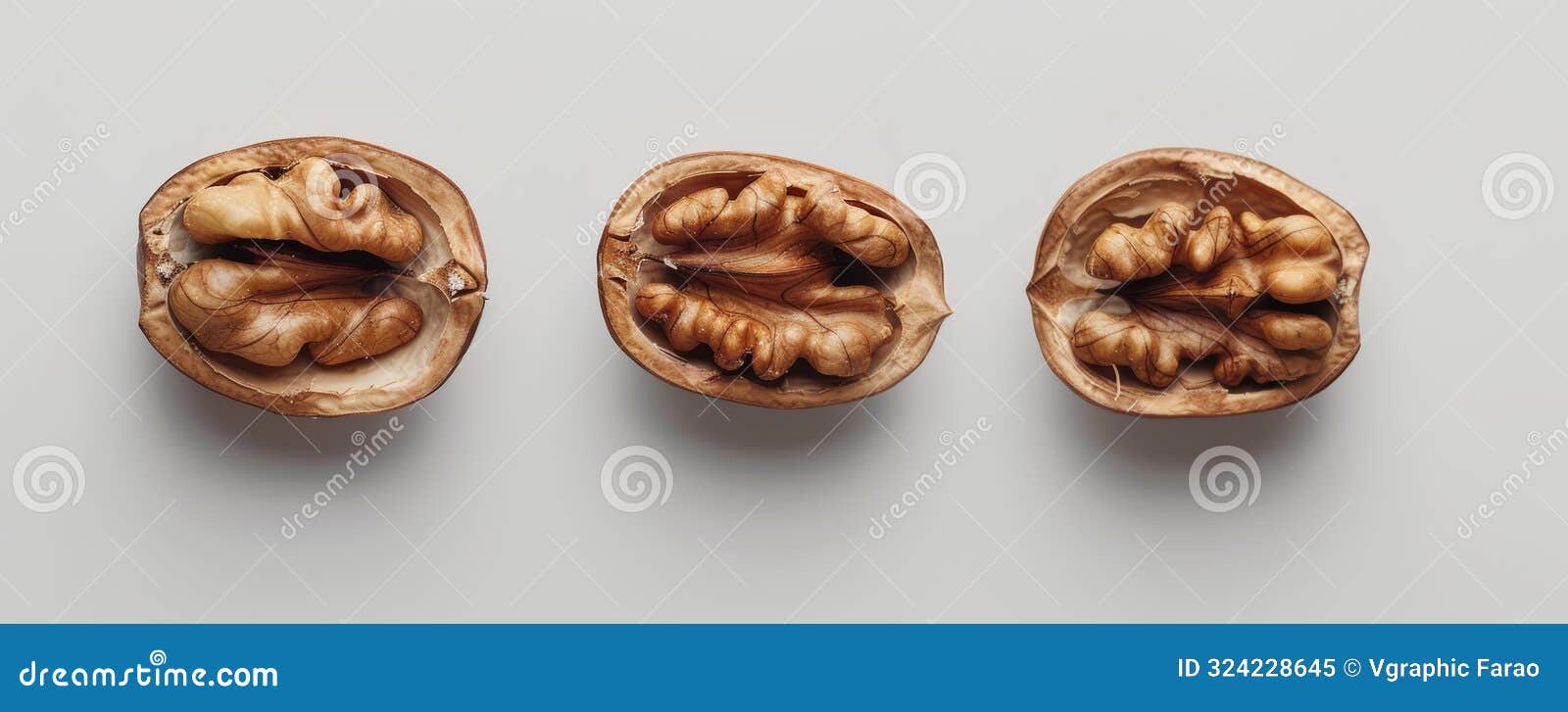 Three Walnut Halves on a White Background Stock Image - Image of ...
