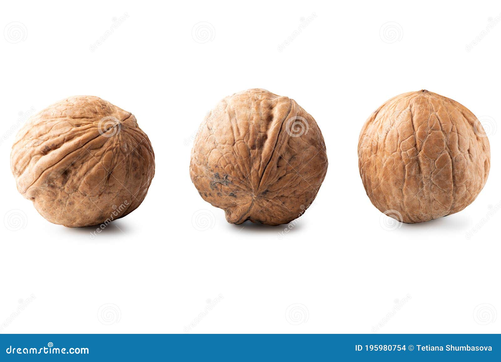 Three Walnuts Isolated on White Background. Clipping Path Stock Photo ...