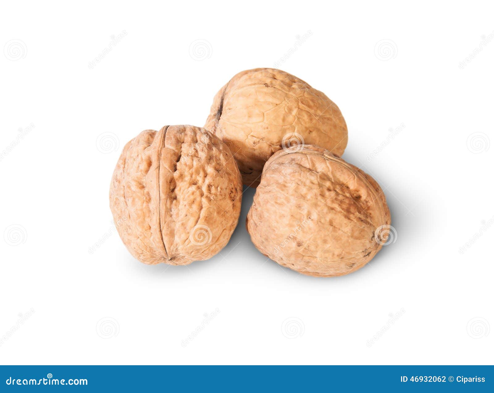 Three Walnuts Together stock photo. Image of walnut, hard - 46932062