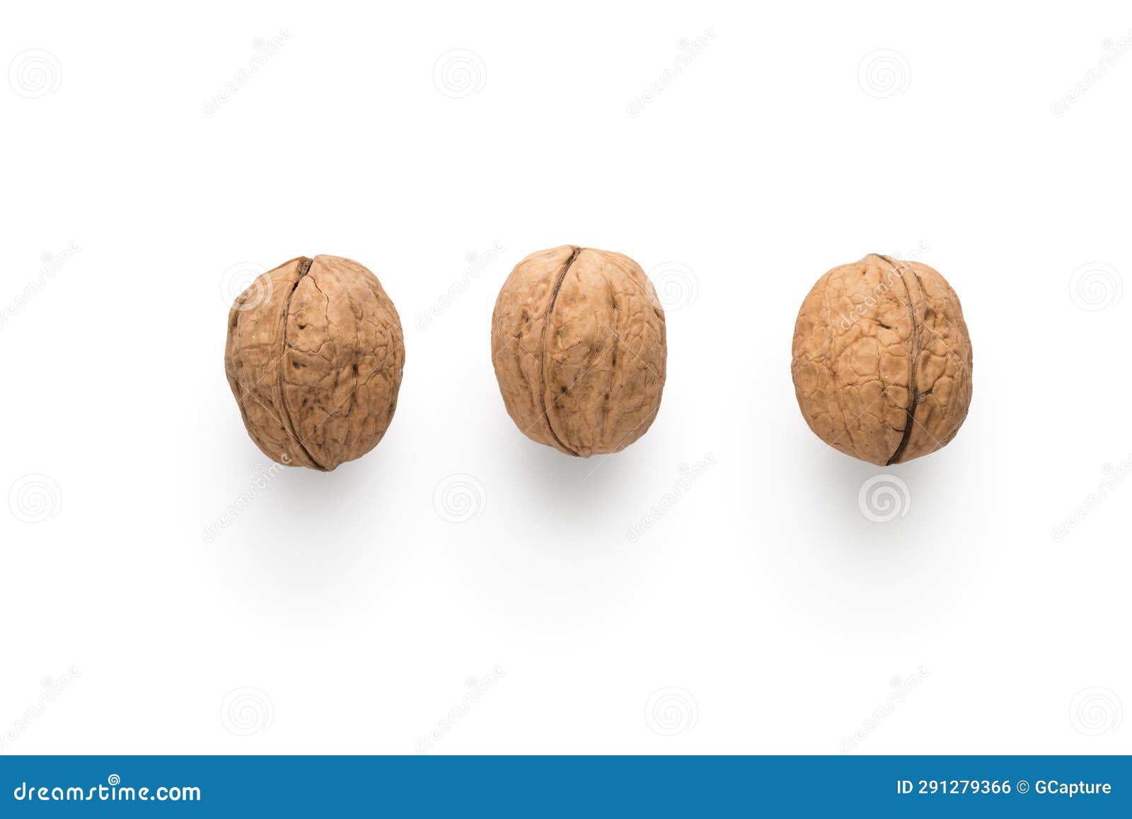 Three Walnuts Top View on White Background Stock Photo - Image of ...