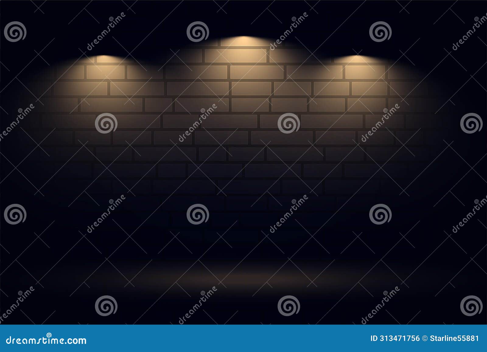 Three Warm Focus Light Effect on Brick Wall Background Stock Vector ...