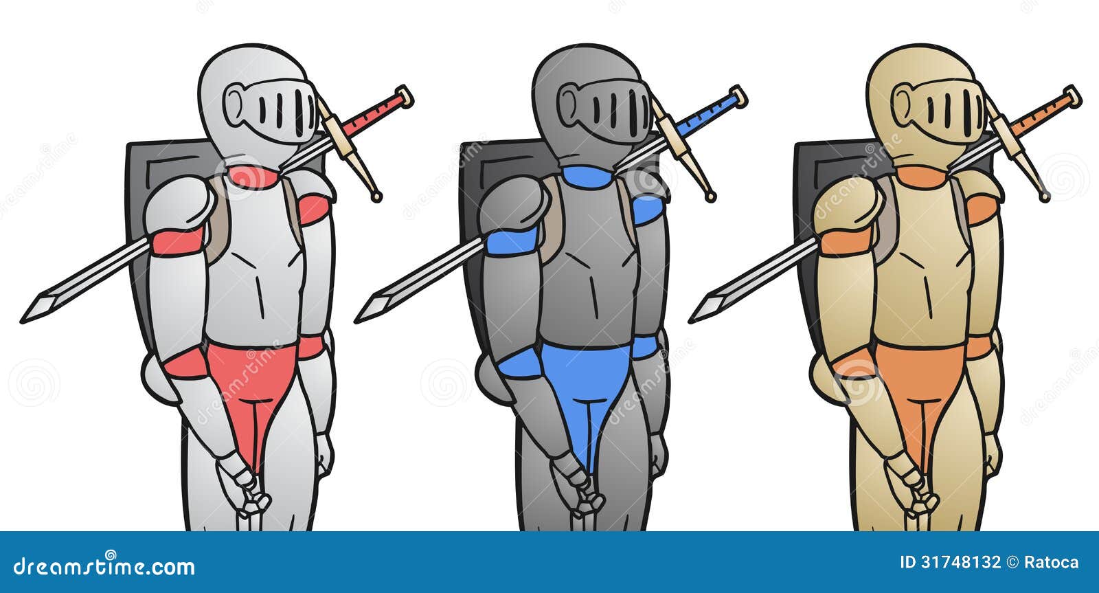 Three warriors stock vector. Illustration of story, helmet - 31748132