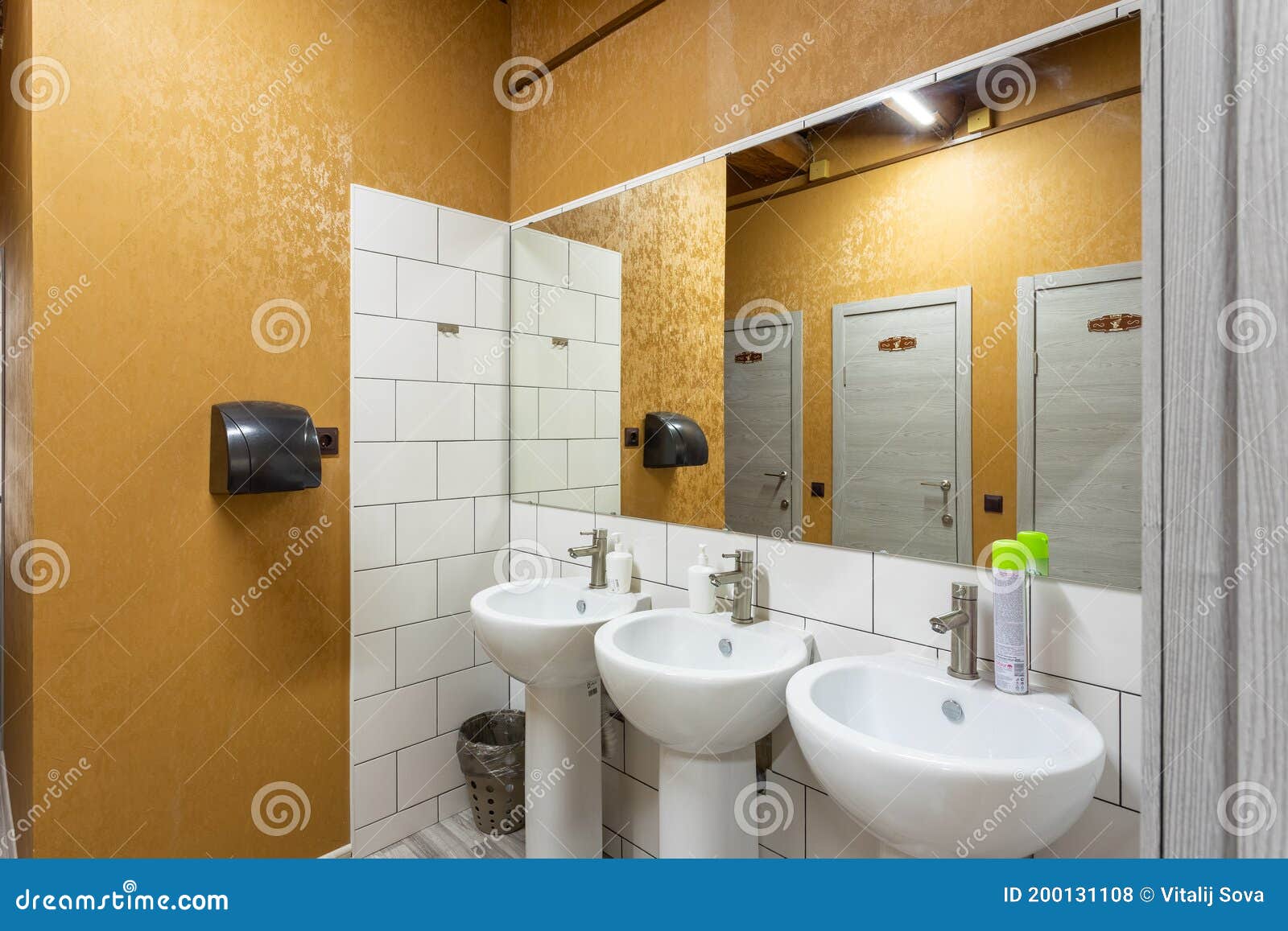 Three washbasins stock photo. Image of lavatory, design - 200131108