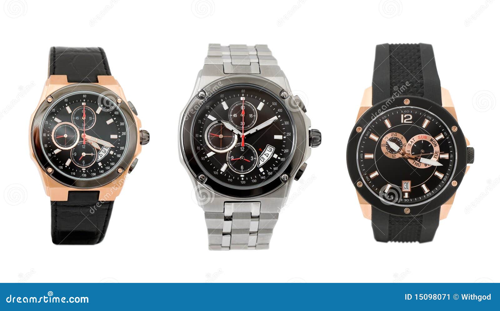 Three watches stock image. Image of dial, expensive, bracelet - 15098071