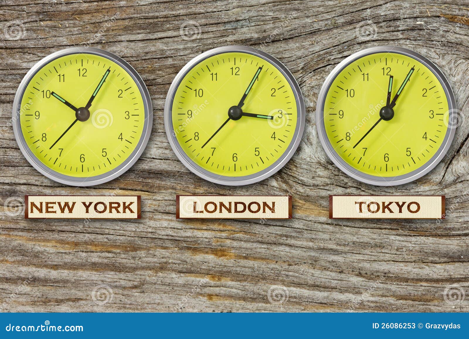 Three Watches on Wooden Wall Stock Image - Image of york, zone: 26086253