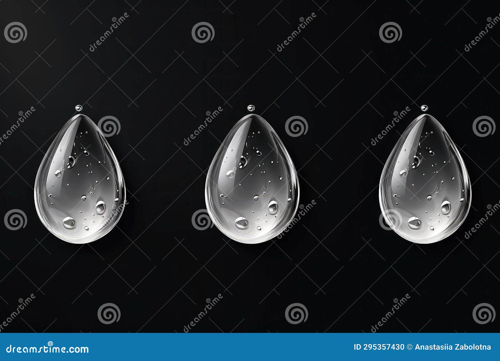 Three Water Droplets on a Black Background Stock Illustration ...