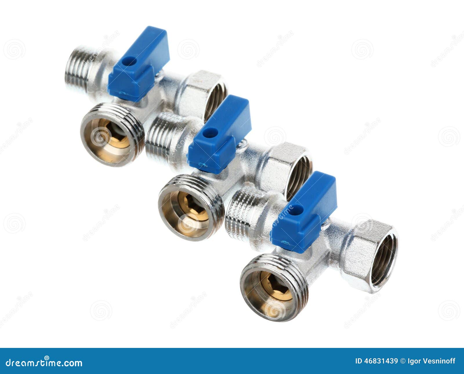 Three water valve stock image. Image of fitting, valve - 46831439