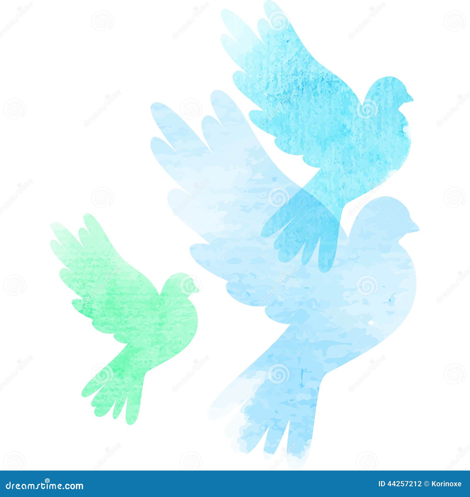 Watercolour Doves Birds Flying, Colourful Vector Painting. Birds Flight ...