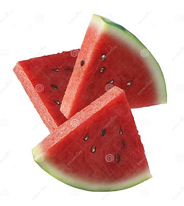 Three Watermelon Slices on White Background Stock Image - Image of ...