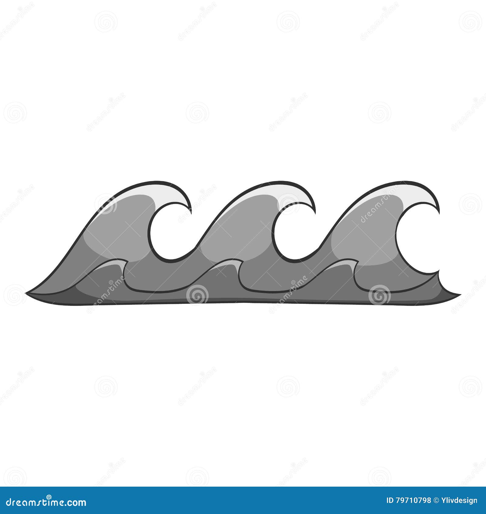 Three Waves Icon, Cartoon Style Stock Vector - Illustration of clear ...