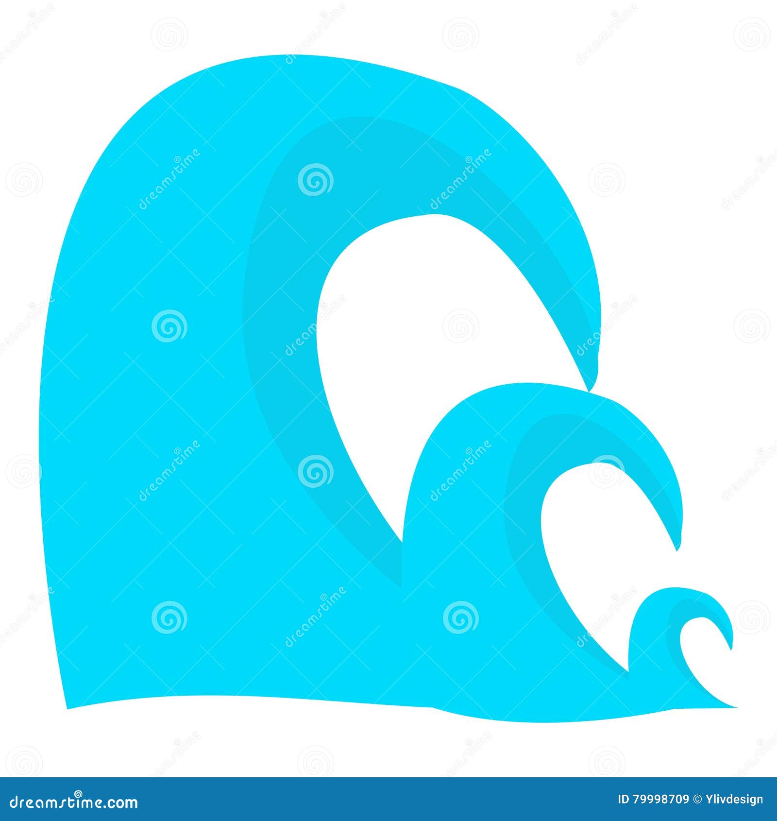 Three Waves Icon, Cartoon Style Stock Vector - Illustration of ...