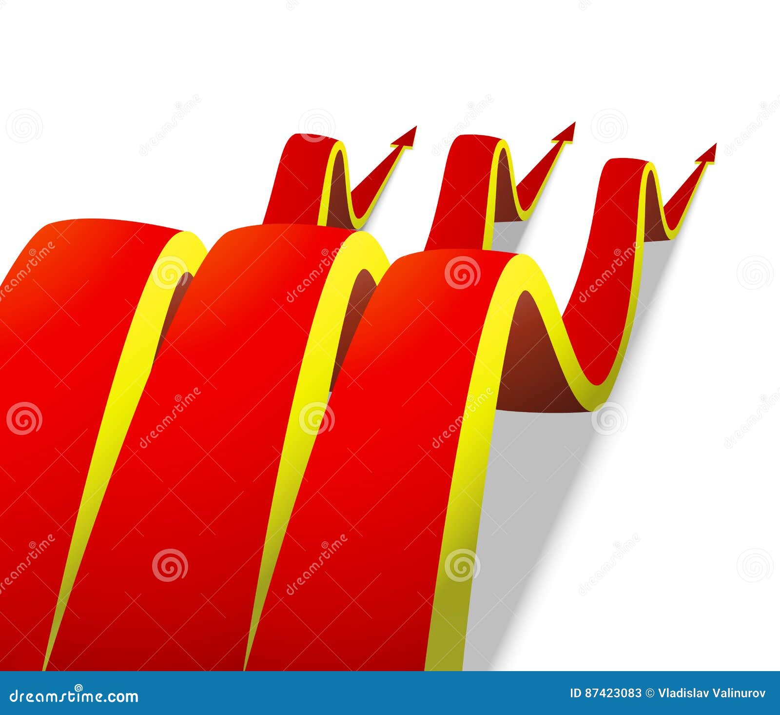 Three Wavy Red Arrows with Profile Yellow Stock Vector - Illustration ...