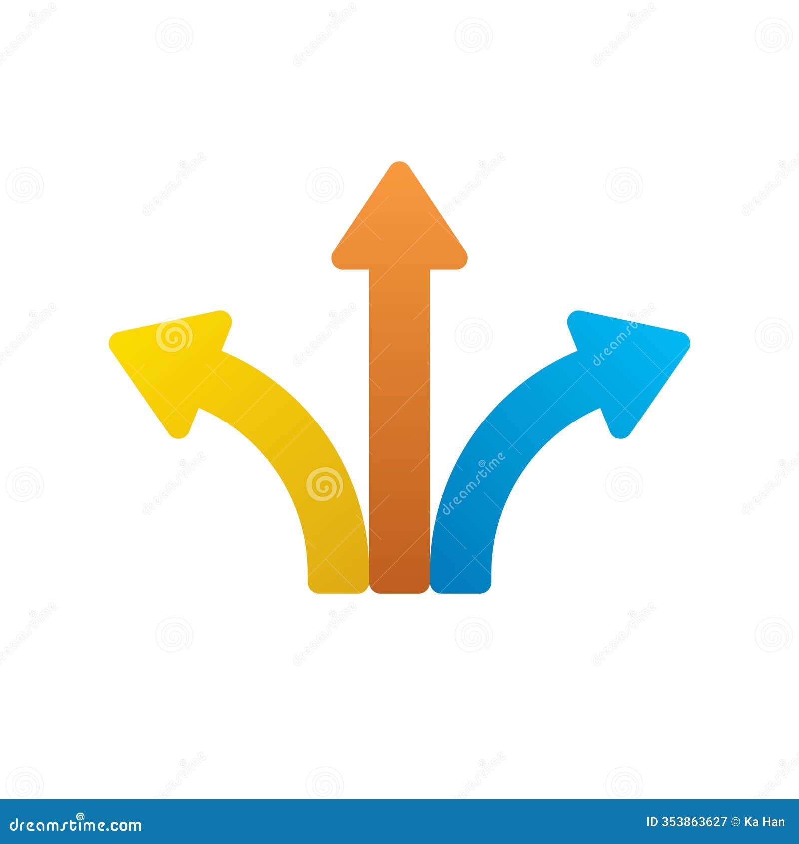 Three Way Arrow Color Icon in Rounded Corner Stock Illustration - Illustration of triple, icon ...