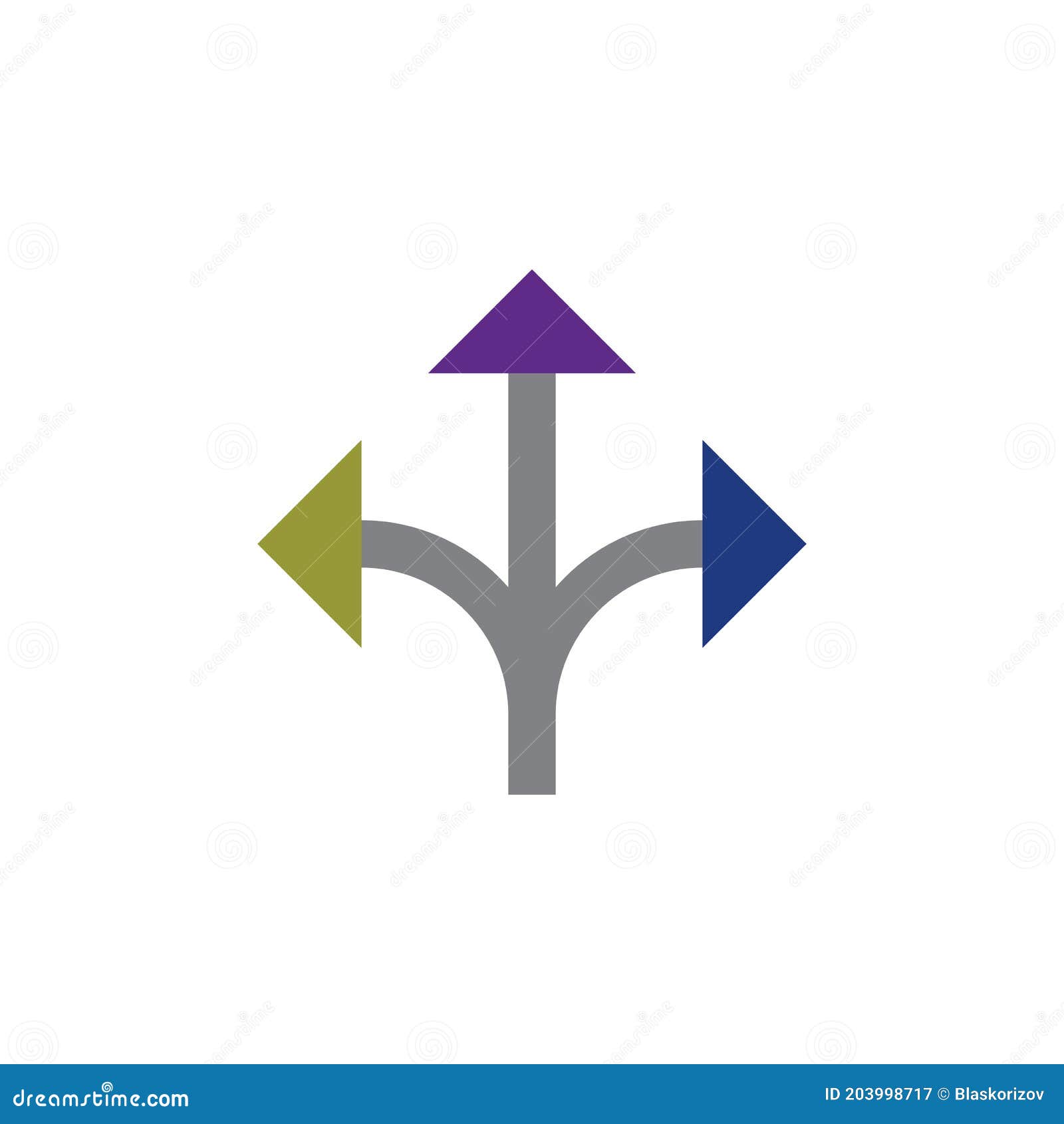 Three Way Arrow Logo Icon Vector Design Element Stock Vector ...