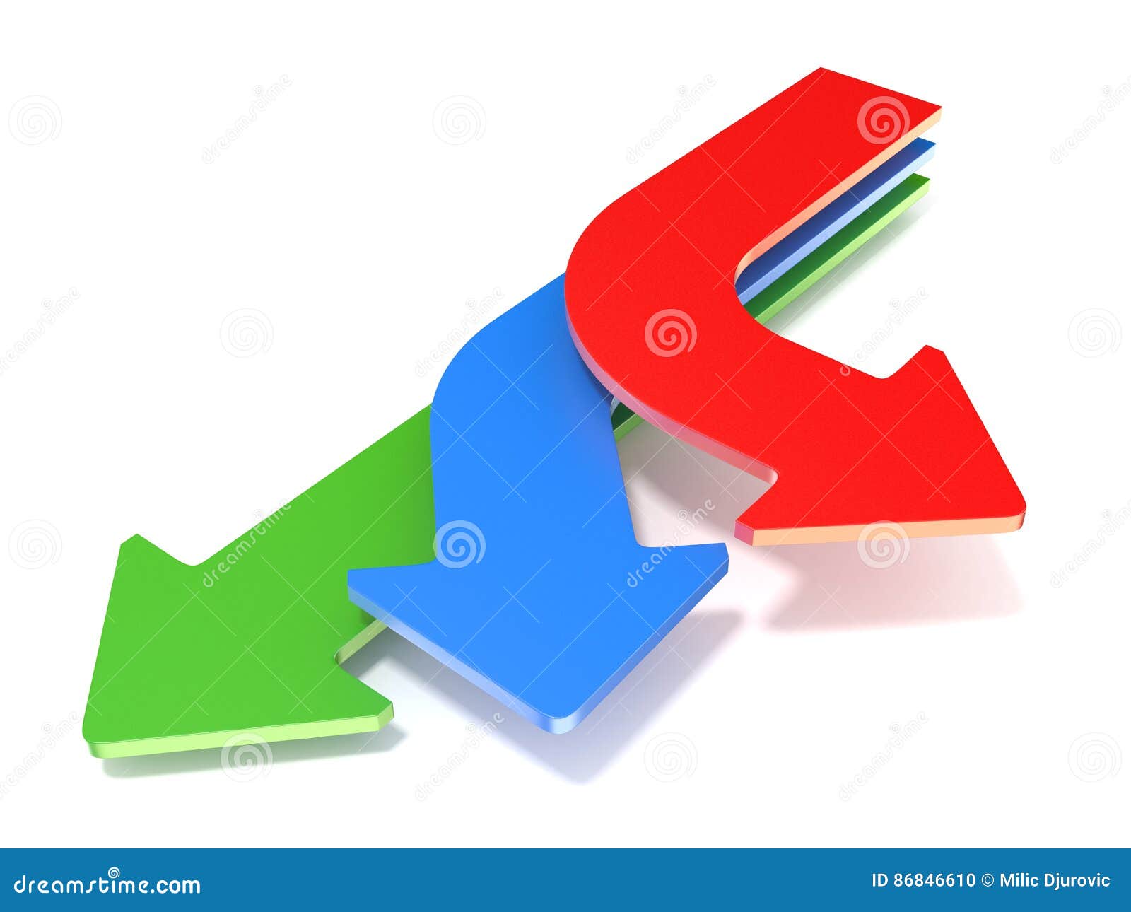 Three Way Arrows, Showing Three Different Directions. 3D Royalty-Free ... Three Way Arrows, Showing Three Different Directions. 3D Royalty-Free ...