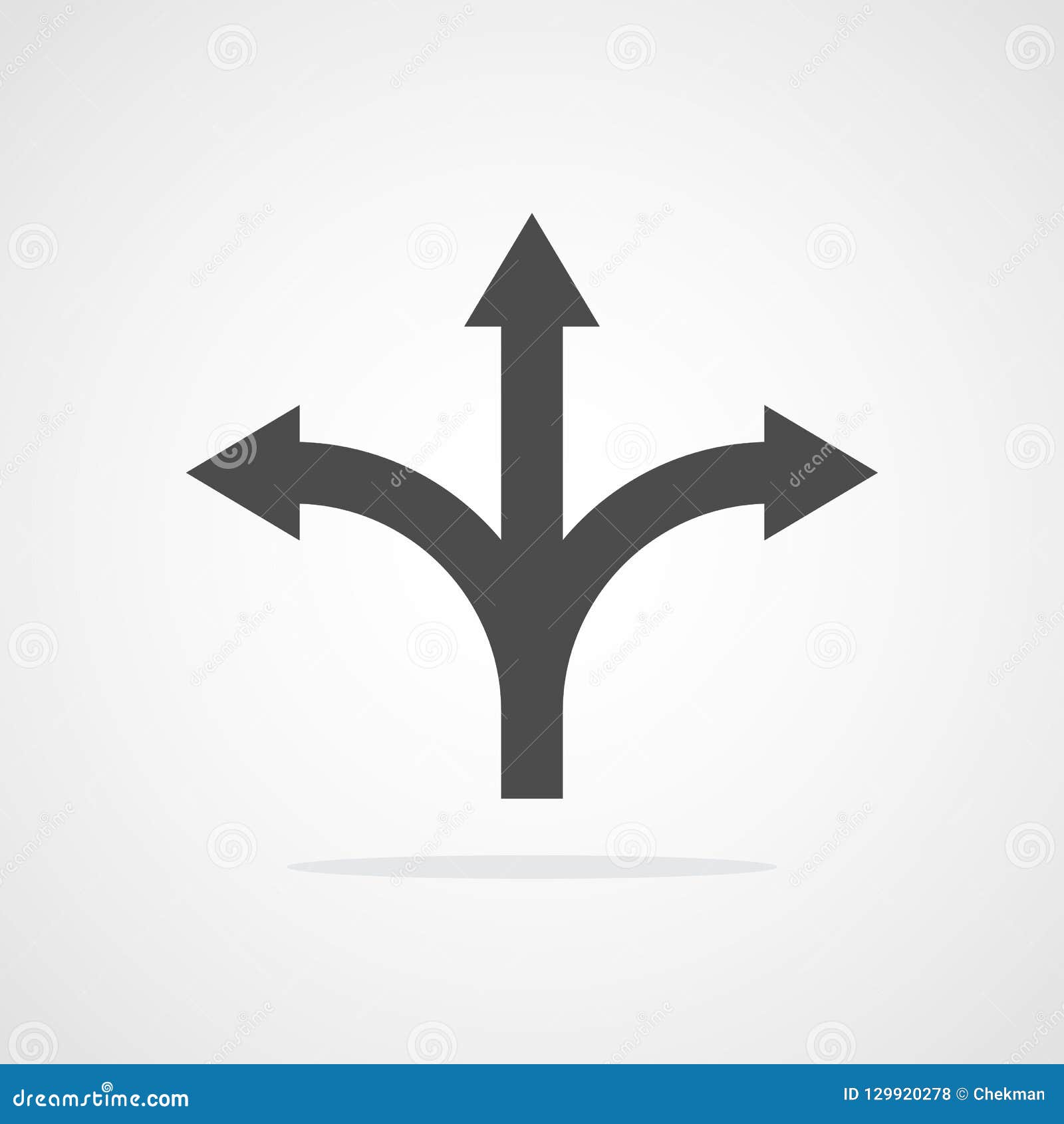 Three-way Direction Arrow Isolated. Vector Illustration. Stock ...