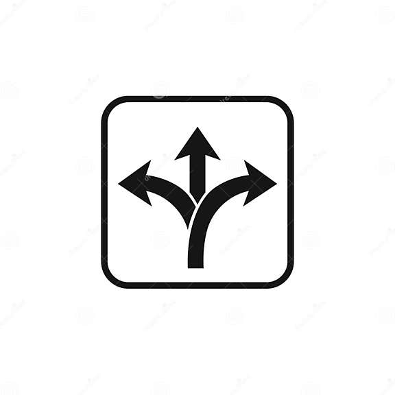 Three Way Direction Arrow In Flat Style Vector Illustration Stock