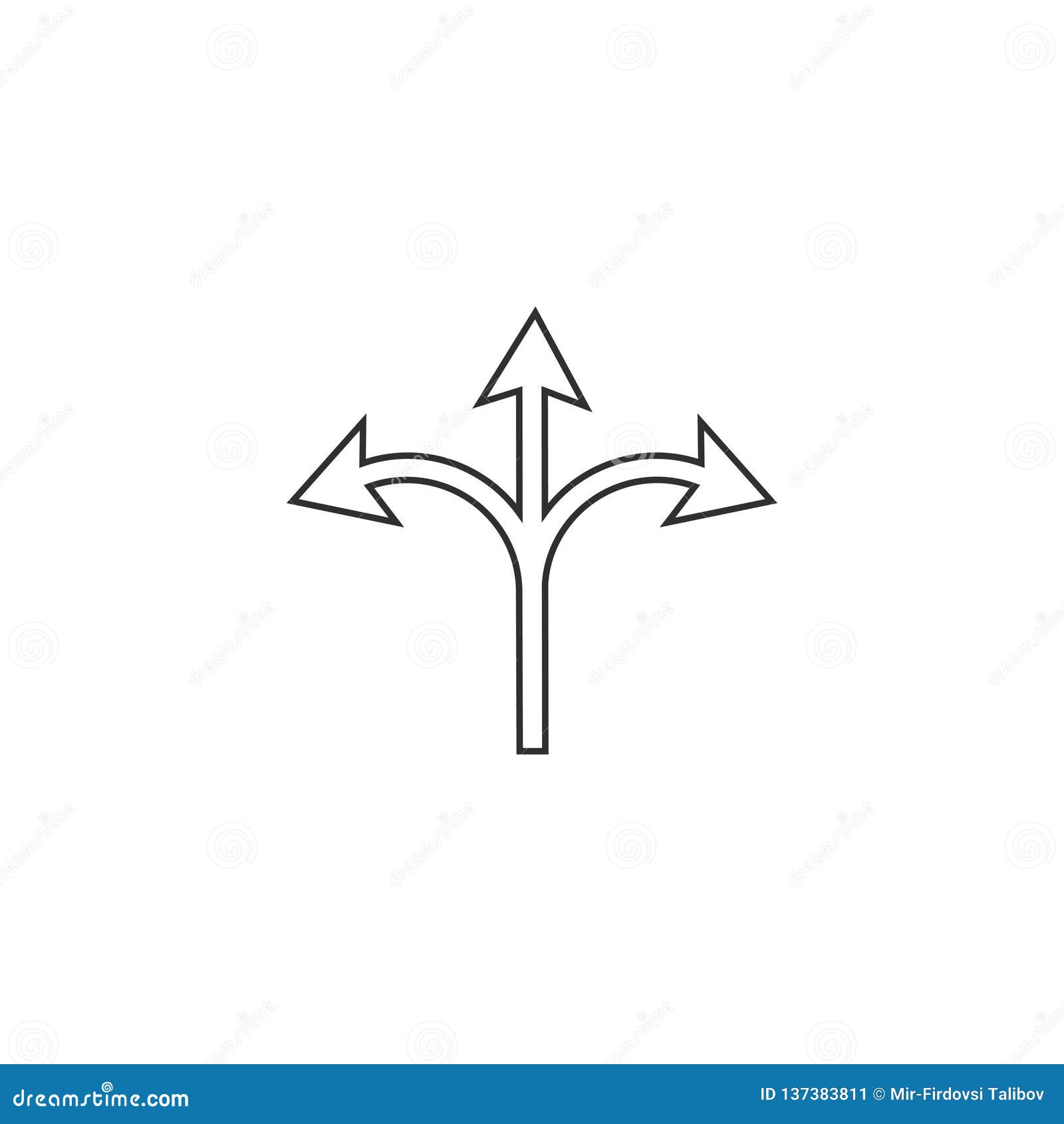 Three-way Direction Arrow in Flat Style. Vector Illustration Stock ...