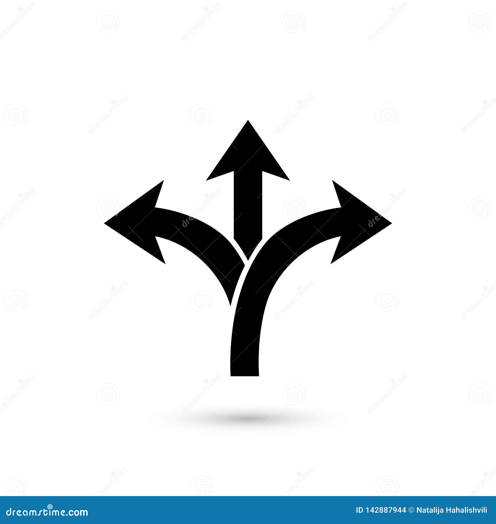 Three Way Direction Arrow in Flat Style. Vector Illustration Stock ...