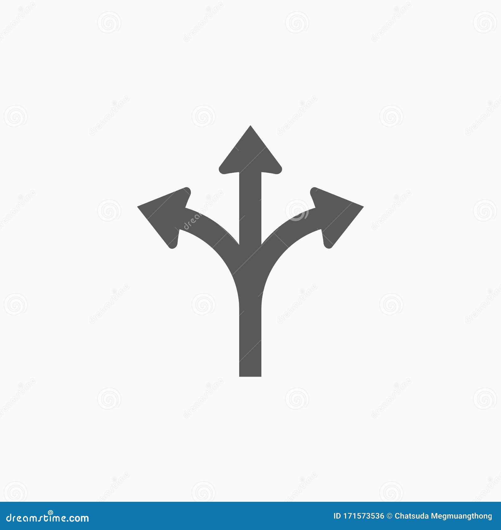 Three Way Direction Arrow Icon, Road Sign, Direction, Arrow Stock ...