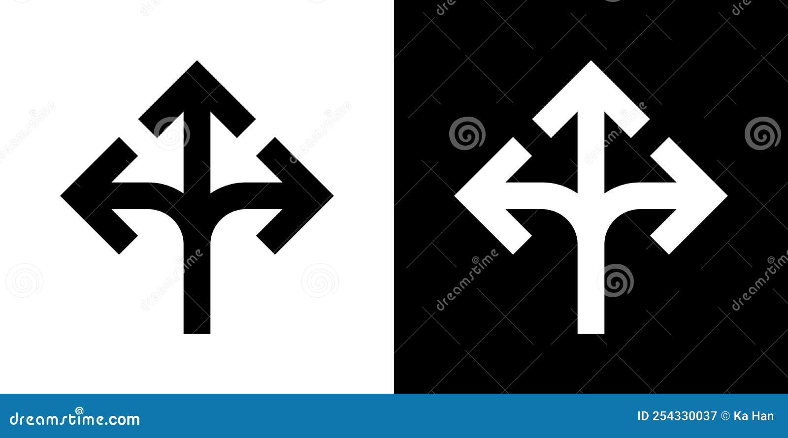 Three-way Direction Arrow Icon Vector in Clipart Style Stock Vector ... Three-way Direction Arrow Icon Vector in Clipart Style Stock Vector ...