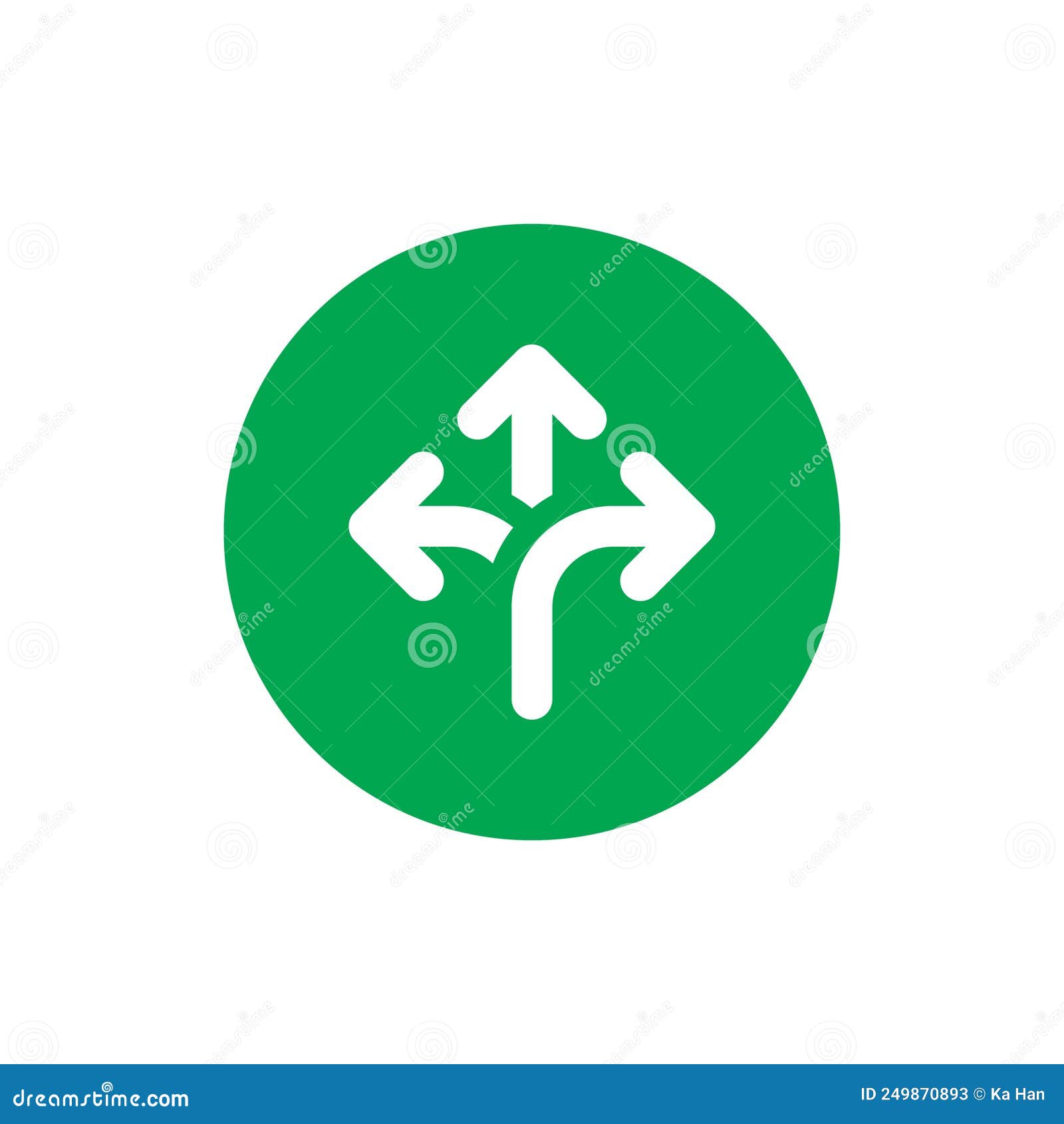 Three-way Direction Arrow Icon Vector Isolated on Circle Background ...