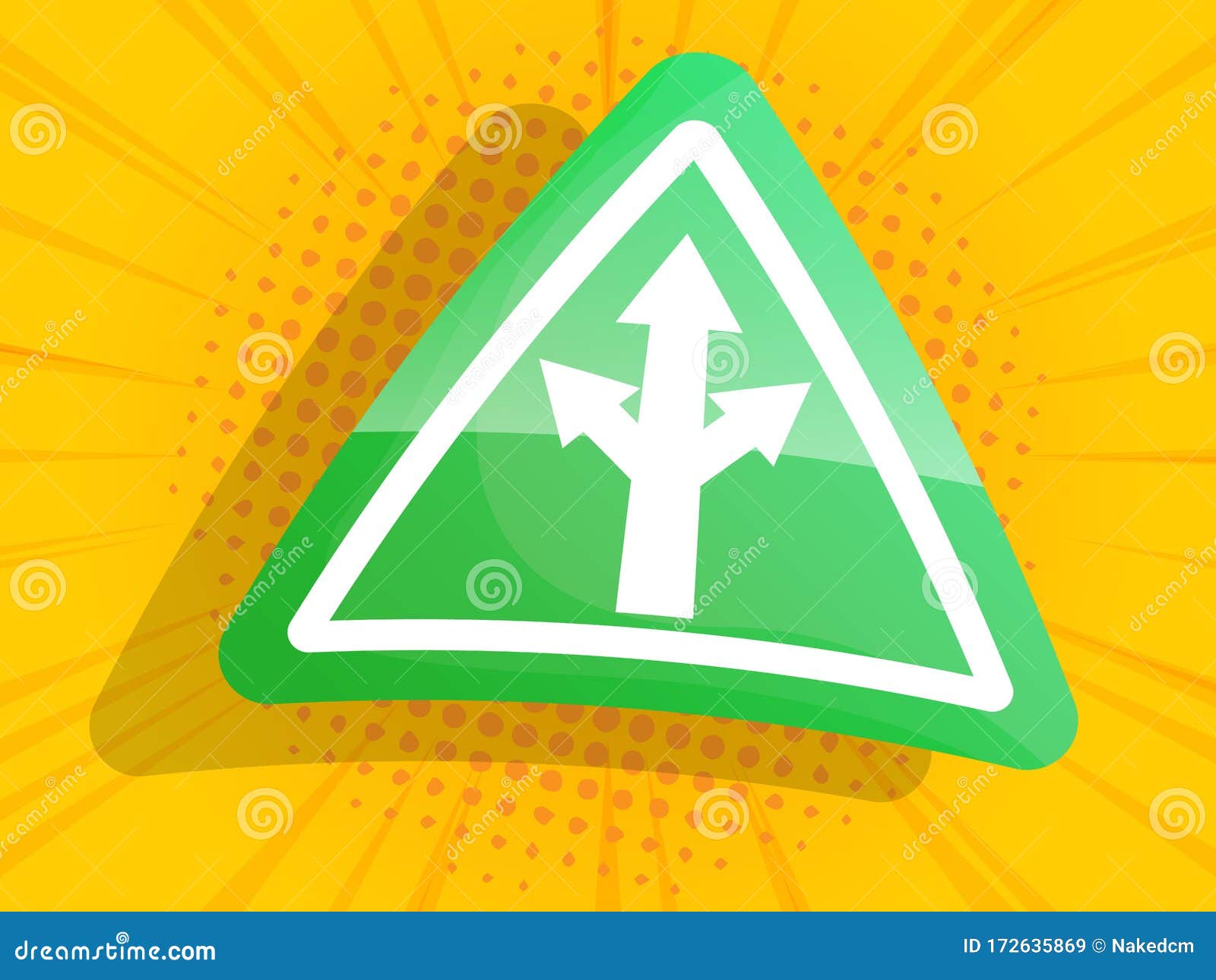 Three Way Direction Arrow Sign with Comic Background Stock Vector ...