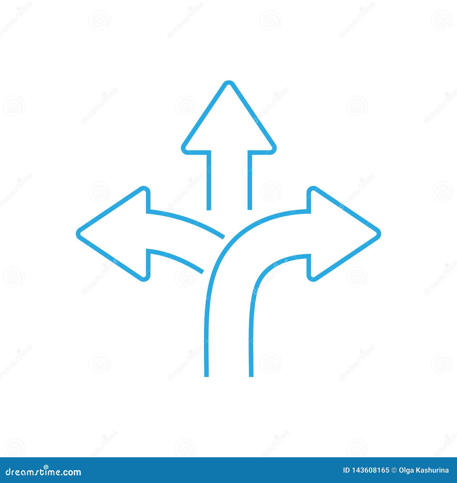 Three Way Direction Arrow Sign Road Sign Direction Icon Stock