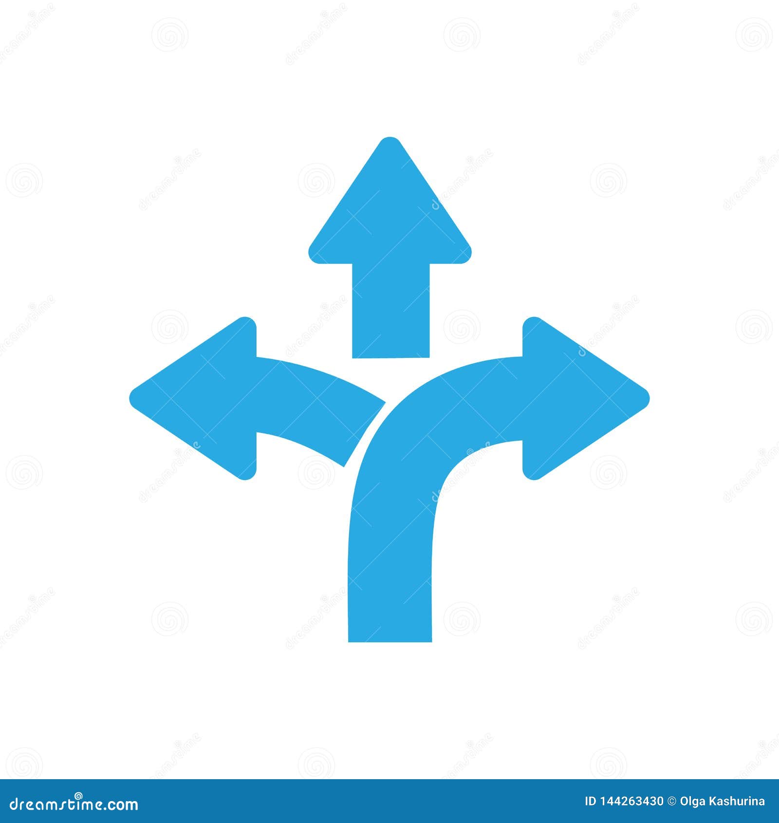 Three-way Direction Arrow Sign, Road Sign Direction Icon Stock ...