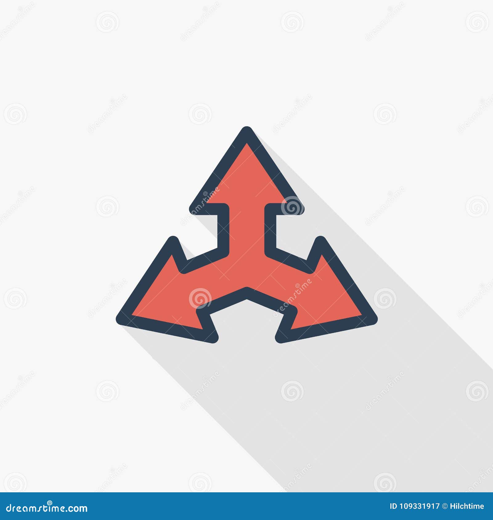 Three-way Direction Arrow Thin Line Flat Color Icon. Linear Vector ... Three-way Direction Arrow Thin Line Flat Color Icon. Linear Vector ...